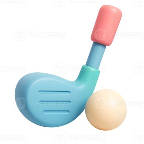 Colorful 3d Golf Club And Ball Illustration In Modern Pastel Cartoon