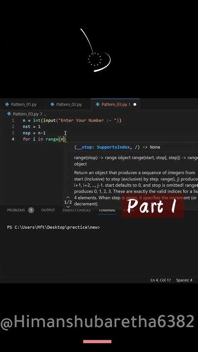 Pattern 03 Triangular Asterisk Pattern Shorts Python Programming Coding Himanshubaretha1