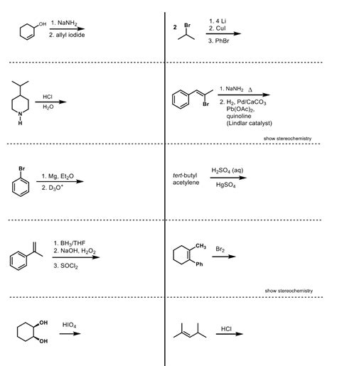 Solved 2 Br Loh 1 Nanh2 2 Allyl Iodide 1 4 Li 2 Cul 3