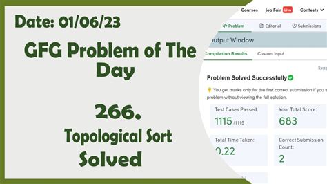 Topological Sort C GFG Daily Problem YouTube