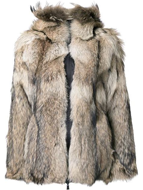 Kru Reversible Coyote Fur Lined Jacket 8271 Fur Coat Vintage