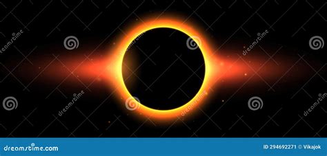 Sun Full Eclipse Concept Red Orange Solar Glow Background Moon Or