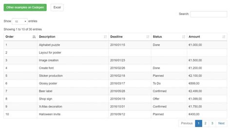 17 Datatable Css Examples With Code Snippet Onaircode