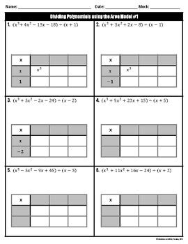 Dividing Polynomials Using Area Model Box Method 1 By Adventures In Math