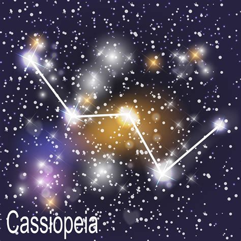 Cassiopeia Constellation With Beautiful Bright Stars On The Background