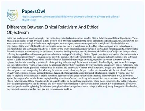 Difference Between Ethical Relativism And Ethical Objectivism Free