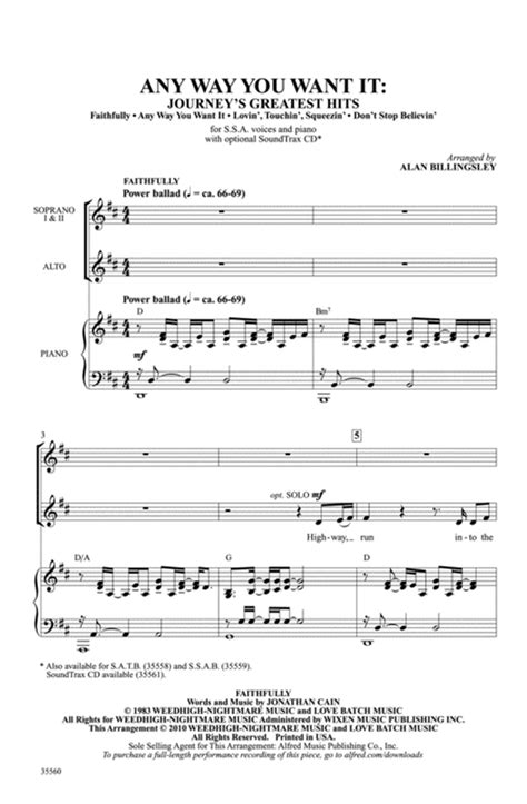 Any Way You Want It Journeys Greatest Hits By Journey Womens Choir Sheet Music Sheet