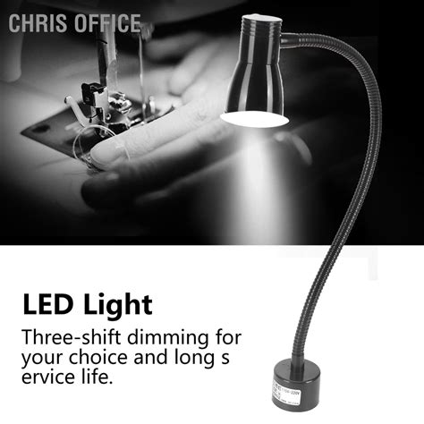 Chris Office 7w Led จักรเย็บผ้าไฟทำงานแม่เหล็กคอห่านยืดหยุ่นสำหรับโคมไฟอุตสาหกรรม Shopee Thailand
