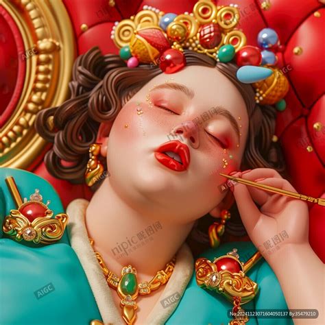 Ai创作图地主婆插画设计 宫廷系列人物插画 原创厚涂 宫廷风插画 写实人物插画 古典美人卧像 大气宫廷风插画 3d浮雕插画 Cgi艺术品