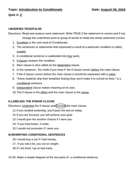 Intro To Conditionals Pdf