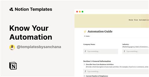 Know Your Automation Template Notion Marketplace