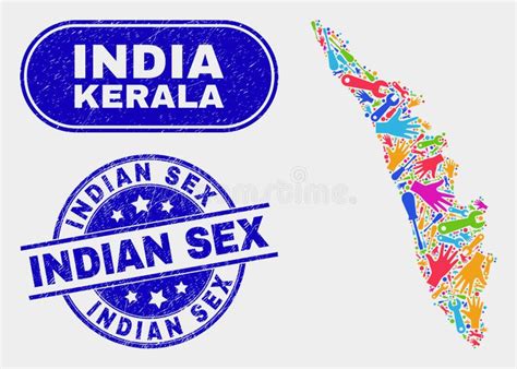 Assembly Kerala State Map And Grunge Indian Sex Stamp Seals Stock