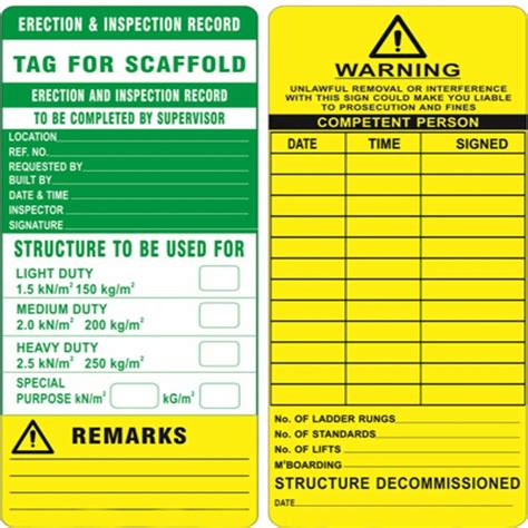 Scaffolding Safety Tags Super Safety Services
