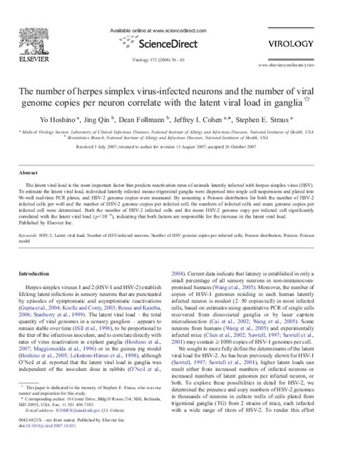 The Number Of Herpes Simplex Virus Infected Neurons And The Number Of