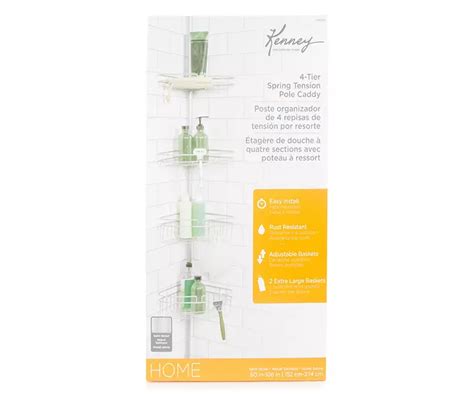 Kenney Satin Nickel 4 Tier Spring Tension Shower Corner Pole Caddy