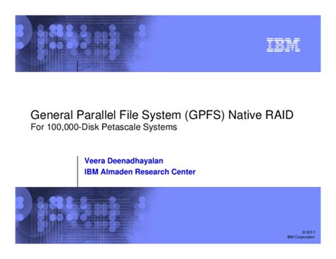 Pdf General Parallel File System Gpfs Native Raid For 100000 Disk