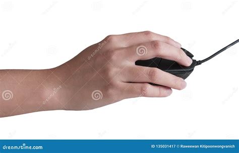 Female Hands Clicking Computer Mouse Isolated On White Background Stock Image Image Of Modern