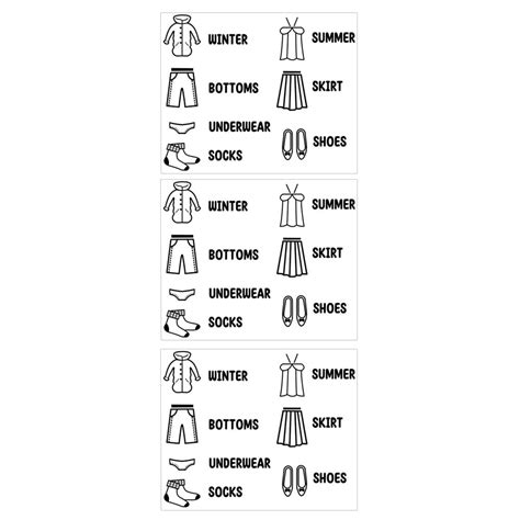 Myenne Clothing Classification Labels 3 Sheets Removable Wardrobe
