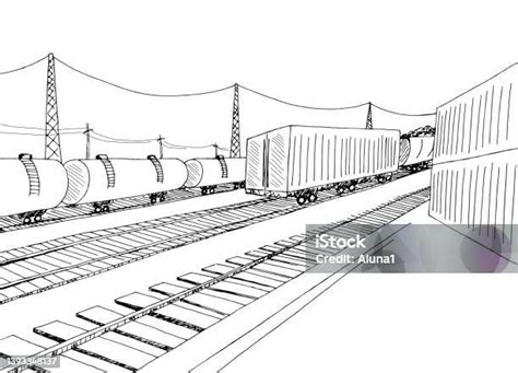 화물 기차역 플랫폼 그래픽 기차 스케치 일러스트 레이 션 벡터 0명에 대한 스톡 벡터 아트 및 기타 이미지 0명 검은색 교통 Istock