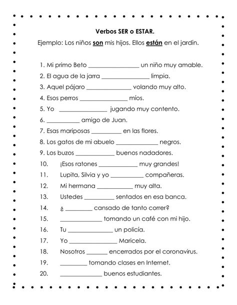 Ser And Estar Worksheet Onlineworksheetmyid Spanish Worksheets