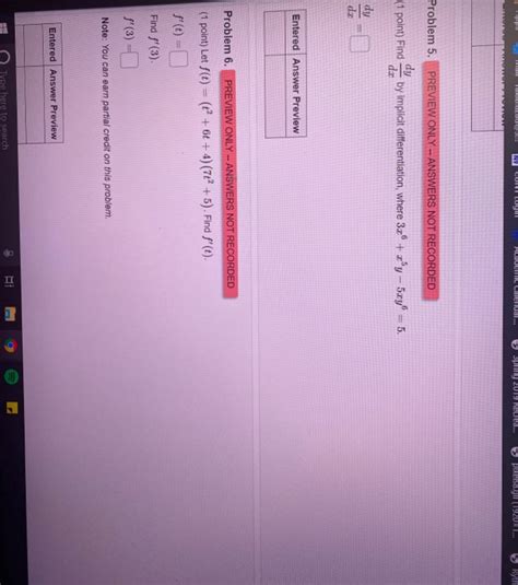Solved Problem 3 Preview Only Answers Not Recorded 1