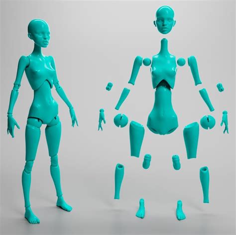 Ball Jointed Doll Assembly Bjd Female Teal Stl Etsy