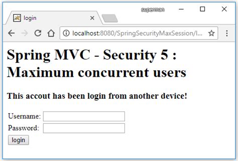 Code V D Spring Security Concurrent Session Control Max Session