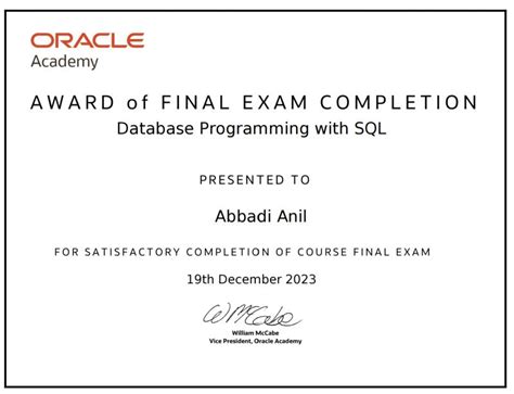 Abbadi Anil Reddy On Linkedin Oraclecertified Sqlprogramming