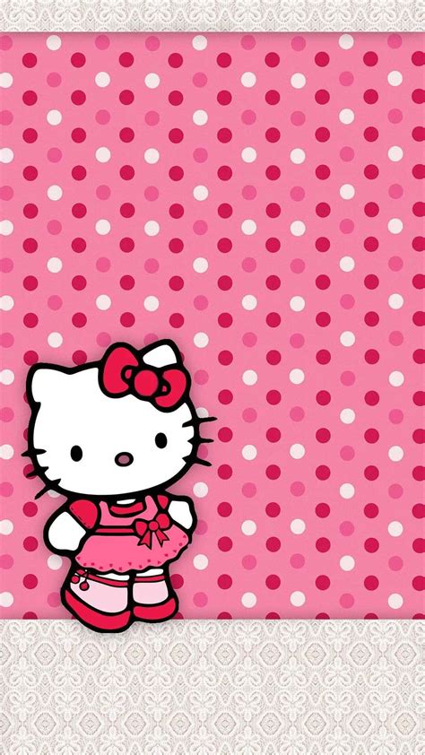 Download Hello Kitty Pink Polka Dot Background Wallpaper