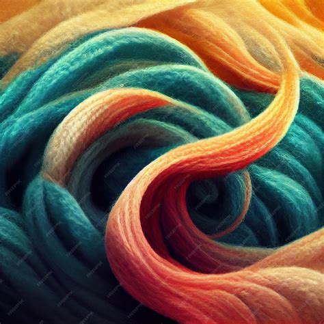 Closeup Of Colorful Wool Yarn Fabric Texture Background Abstract Wavy