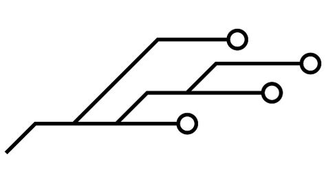인쇄 회로 기판 Pcb는 흰색 배경에 격리된 트랙을 추적합니다 끝에 선과 고리가있는 기술 클립 아트 디자인용 칸막이 디자인 요소 Cpu에 대한 스톡 벡터 아트 및 기타