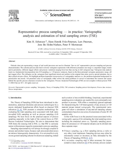 Pdf Representative Process Sampling — In Practice Variographic