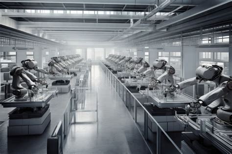 Group Of Robots Working Together In A Factory Generative Ai Stock Illustration Illustration