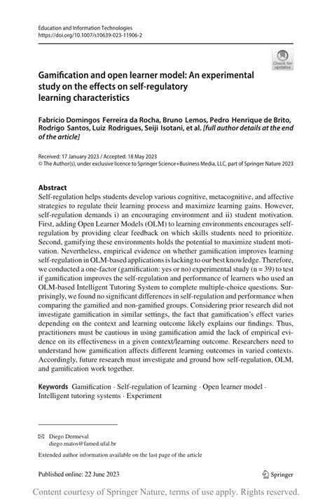 Gamification And Open Learner Model An Experimental Study On The