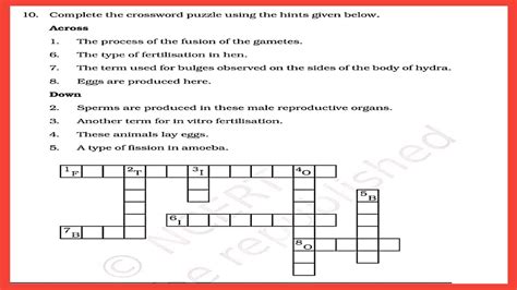 Complete The Crossword Puzzle Using The Hints Given Belowclass 8