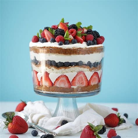 Homemade Angel Food Cake Trifle With Fresh Berries