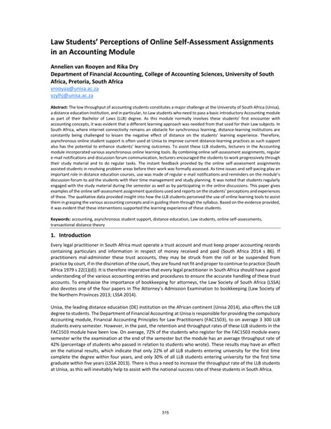 Pdf Law Students Perceptions Of Online Self Assessment Assignments