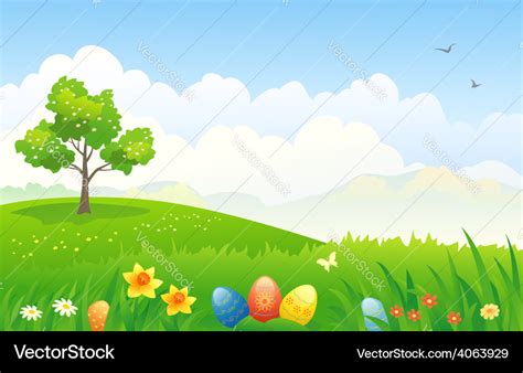 Easter Landscape Royalty Free Vector Image Vectorstock