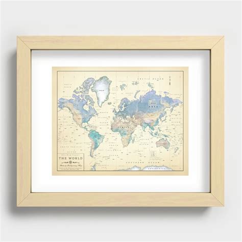 Vintage Style World Map Framed Wall Art At Leona Curlee Blog