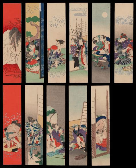 Koikawa Shozan Four Seasons Of Color Erotic Tanzaku Shunga Cards
