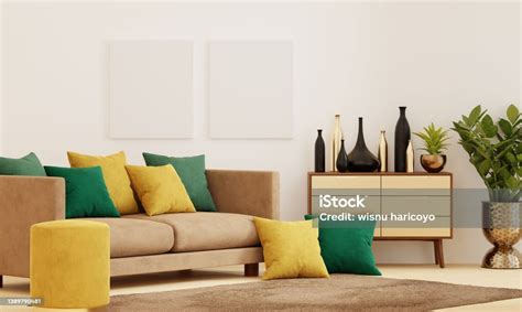 깨끗한 미니멀리스트 스칸디나비아 방에서 사진 프레임 모형 3d 렌더링 0명에 대한 스톡 사진 및 기타 이미지 0명 3차원 형태 가구 Istock