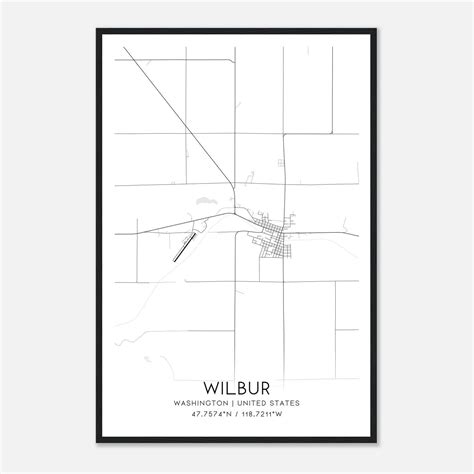 Wilbur Washington Map Poster Modern Home Decor Wall Art Print Custom