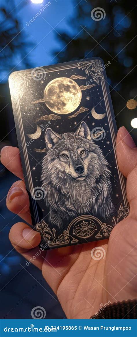 Wolf Spirit Oracle Card Moonlit Night Held In Hand Guidance Message