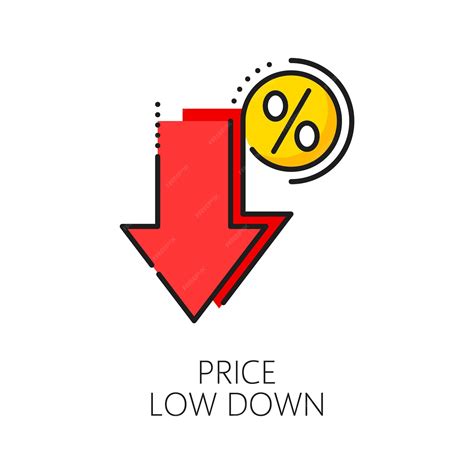 Premium Photo Low Percent Line Icon Down Arrow And Percentage