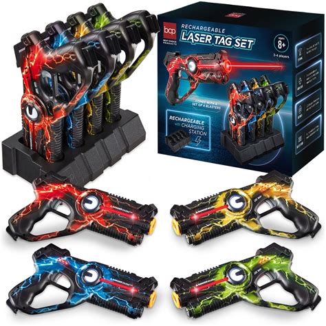 Best Choice Products Rechargeable Laser Tag Set 4 Blasters Docking