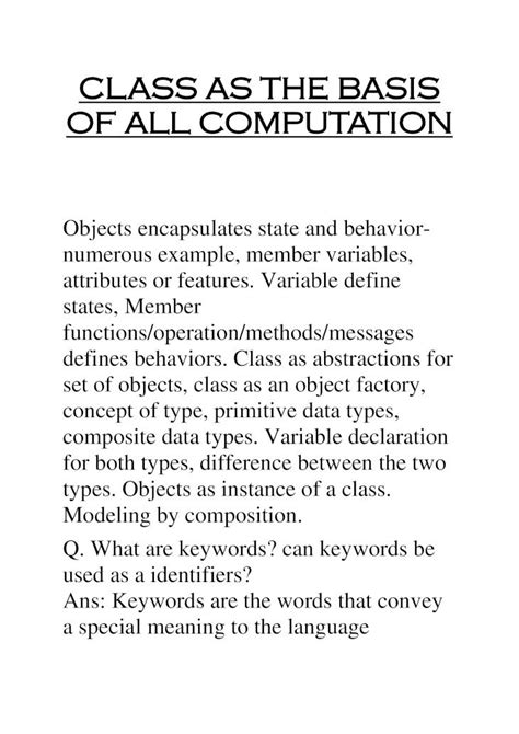 Pdf Class As The Basis Of All Computationwhat Are The Rules For