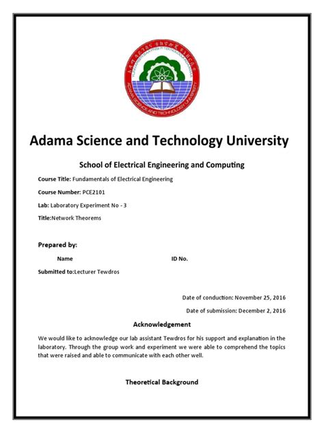 Lab 3 Network Theorems Pdf Electrical Network Electronic Circuits