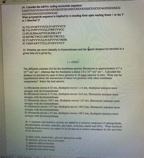 Solved 24 Consider The Mrna Coding Nucleotide Sequence
