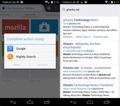 Mozilla Adds Firefox Search To Android GHacks Tech News