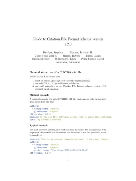 Fillable Online Guide To Citation File Format Schema Version 1 2 0 Fax
